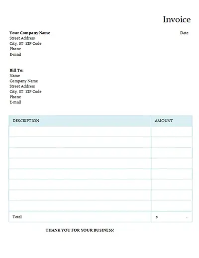 Microsoft Template Invoice