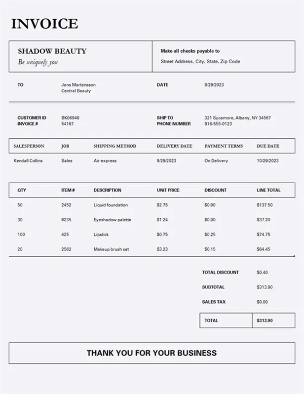 Sales invoice (simple lines design) purple modern-simple