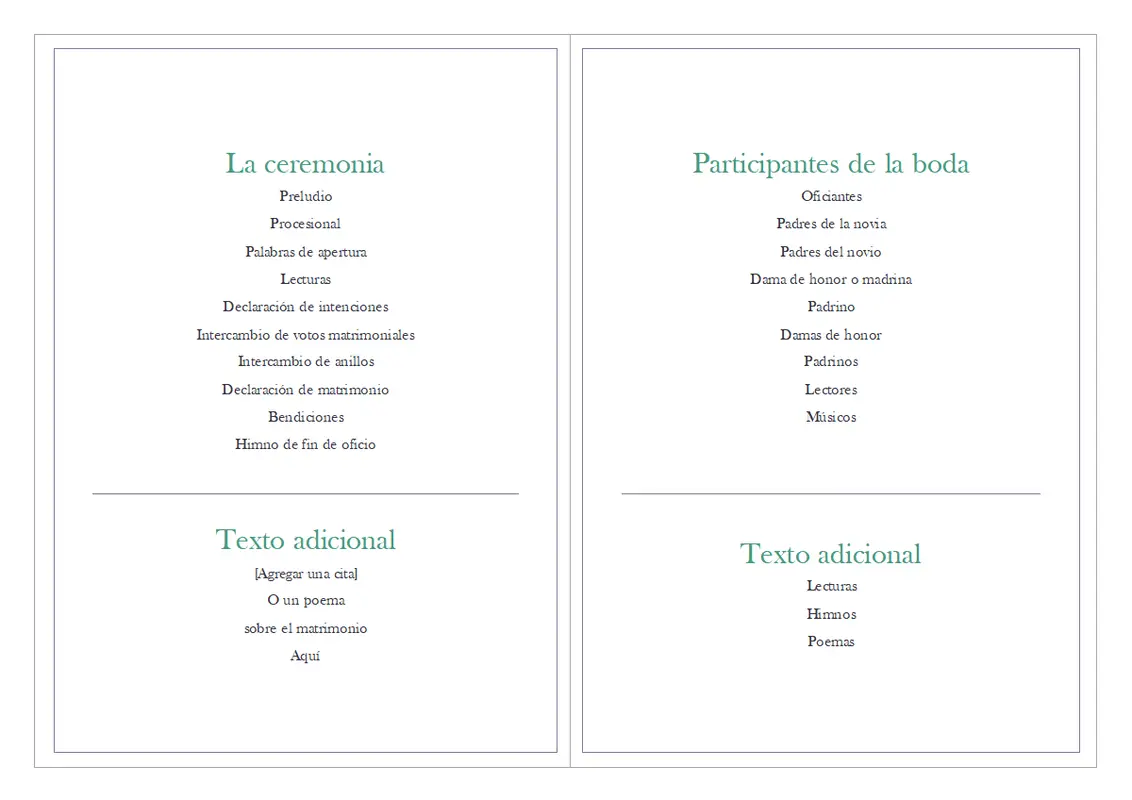 Programa De Boda Fiesta De Aniversario