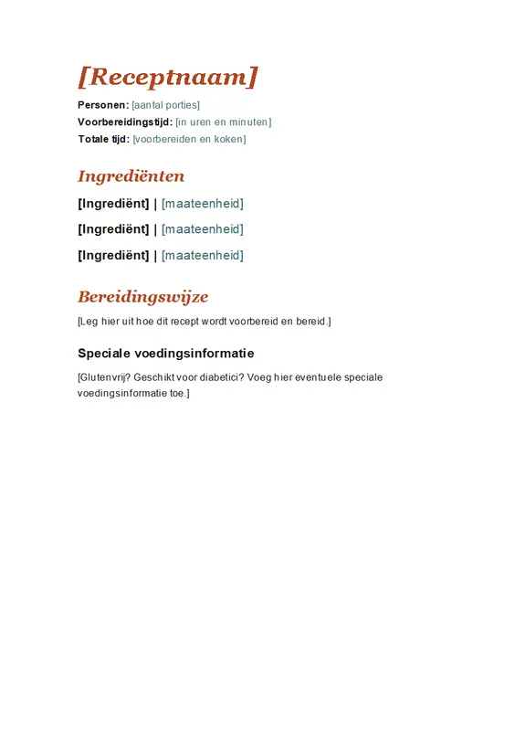 Gratis sjabloon voor recepten | Microsoft Creatie